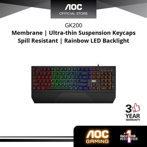 AOC GK200 RGB Membrane Gaming Keyboard Shopee Singapore