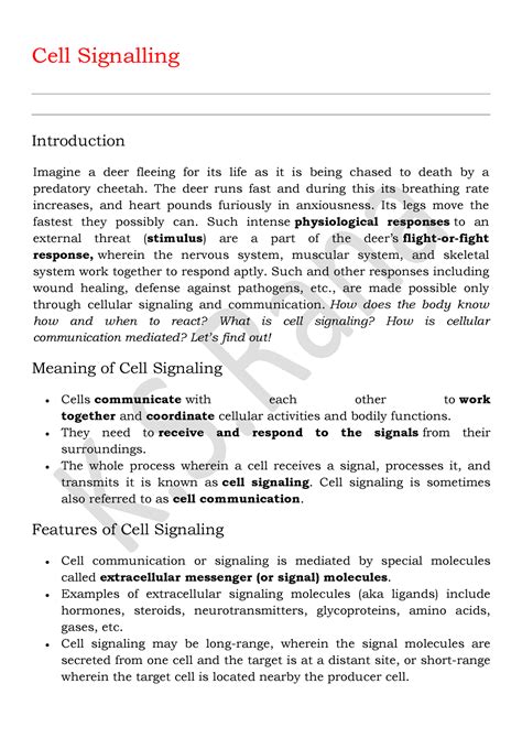Cell Signalling Cell Signalling Introduction Imagine A Deer Fleeing For Its Life As It Is