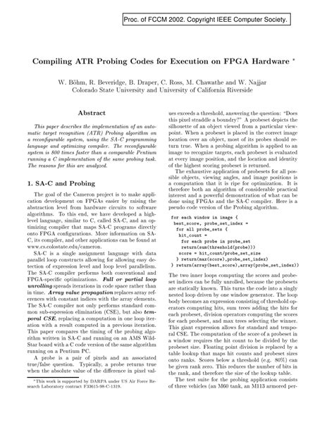 Pdf Compiling Atr Probing Codes For Execution On Fpga Hardware