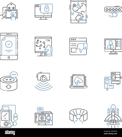 Virtual Reality Line Icons Collection Immersion Simulation Interactivity Presence