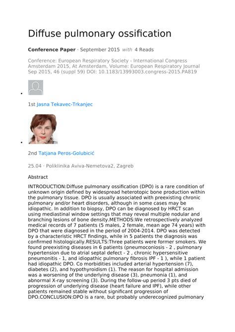 Pdf Diffuse Pulmonary Ossification