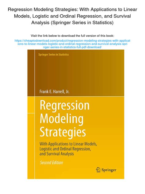 Regression Modeling Strategies With Applications To Linear Models