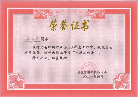喜讯我司中鸿顺鑫建设集团有限公司获得2020年河北省照明行业协
