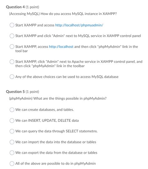 Solved Question 1 1 Point PhpMyAdmin And MySQL Select Chegg