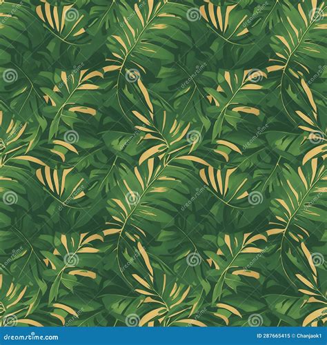 Tropical Green Leaves Seamless Pattern Leave Template Seamless Leave
