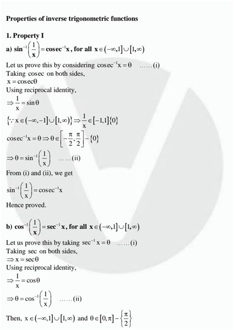 SOLUTION Properties Of Inverse Trigonometry Functions Studypool