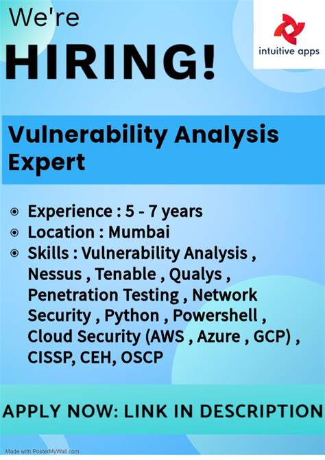 Intuitive Apps Inc On Linkedin Hiring Vulnerabilityanalysis Mumbaijobs Cybersecurity