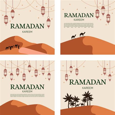 Ramadan Background Template Set With Desert Illustration 37279473 Vector Art At Vecteezy