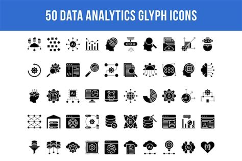 Premium Vector 50 Data Analytics Glyph Icons