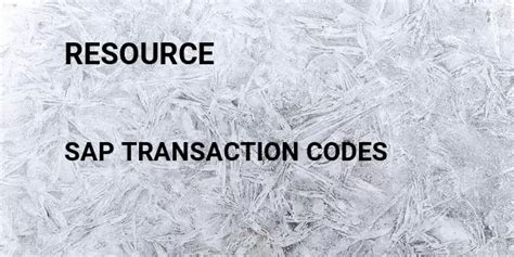 Resource Tcode In SAP Transaction Codes List
