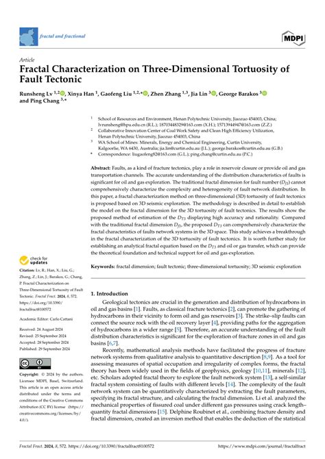 Pdf Fractal Characterization On Three Dimensional Tortuosity Of Fault Tectonic