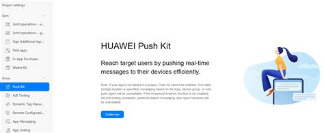 Optional Enabling Huawei Push Kit Preparing For Development Quick App Development Quick App