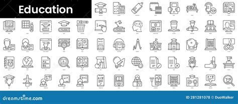 Set Of Outline Education Icons Minimalist Thin Linear Web Icon Set Stock Vector Illustration
