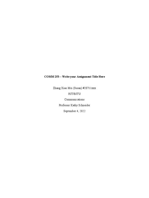 Apa Style Assignment Title Page Sample 2022 Pdf