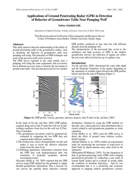 Application Of Gpr In Detection Groundwater Pdf Antenna Radio Groundwater