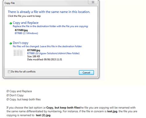 I Lost The Option Copy But Keep Both Files Windows 7 Microsoft Qanda