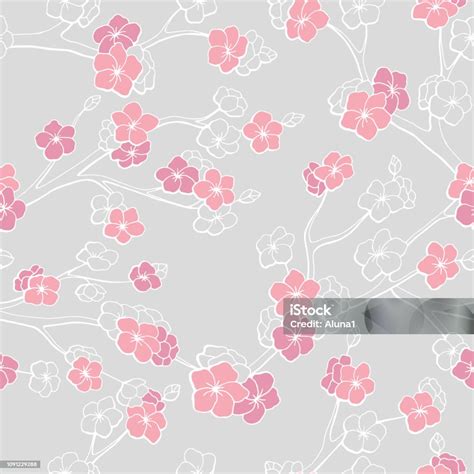 사쿠라 그래픽 꽃 지점 핑크 색상 완벽 한 패턴 배경 스케치 그림 벡터 0명에 대한 스톡 벡터 아트 및 기타 이미지 0명 꽃 나무 꽃 식물 Istock