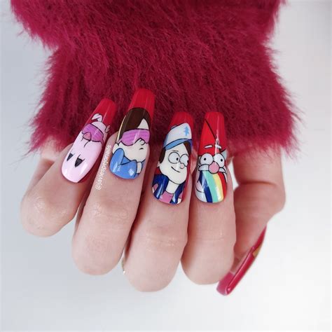 Gravity Falls Dipper Pines Fall Nail Art Manicure Nails Mabel