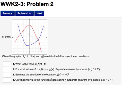 Solved Given The Graphs Of F In Blue And G In Red To