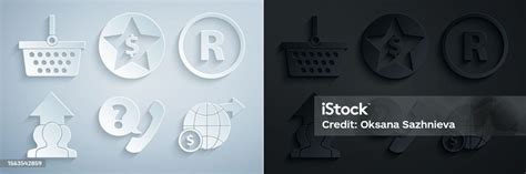 전화 송수화기 및 말풍선 채팅 등록 상표 사람들 군중의 성장 차트 진행률 달러 별 및 쇼핑 바구니 아이콘이 있는 지구 지구본을