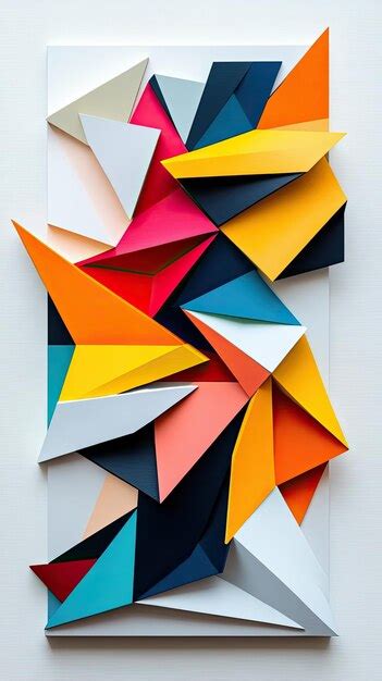 White Backdrop With Bold Angular Forms In Contrasting Colors Premium