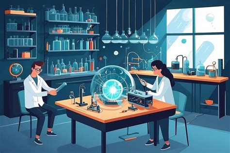 Create A Vector Graphic Of A Physics Lab With Babes Conducting Experiments On Magnetism