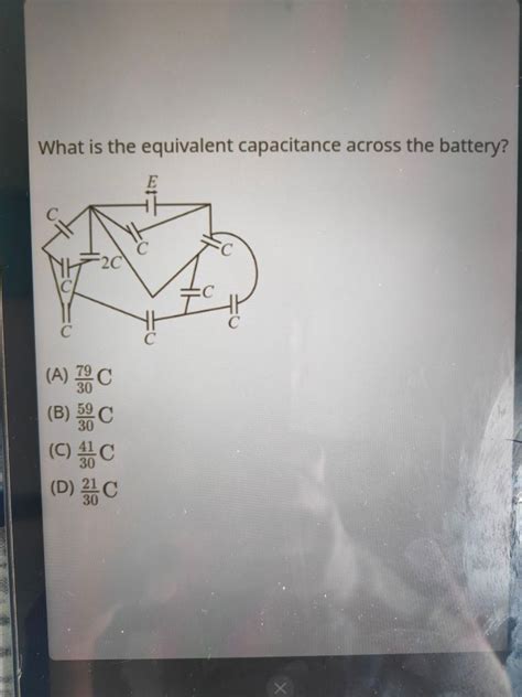 What Is The Equivalent Capacitance Across The Battery Circuit Diagram