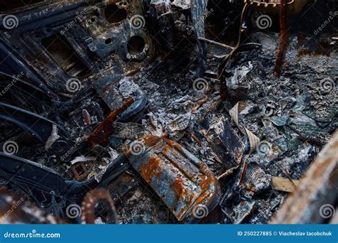Burned Interior Of Car Cabin Exploded From Russian Shelling Editorial Image Image Of