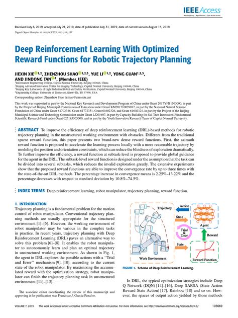 Deepreinforcementlearningwithoptimizedrewardfunctionsforrobotictrajectoryplanning Pdf