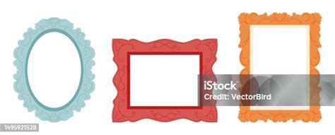다양한 장식 프레임 또는 테두리 세트 다른 모양 사진 또는 거울 프레임 빈티지 디자인 거울에 대한 스톡 벡터 아트 및 기타 이미지 Istock