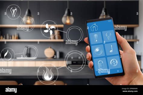 Smart Home Technology Interface On Smartphone App Screen With Augmented Reality View Of