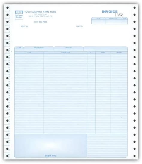 Continuous Invoices Triplicate Format