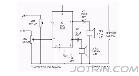 Tda2822 Amplifier Pinout Datasheet And Circuit Jotrin Electronics
