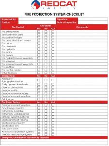 Fire Protection System Checklist Redcat Safety