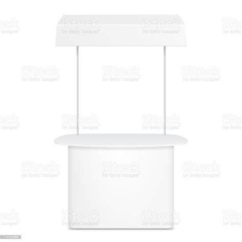 지붕 캐노피와 화이트 Pos Poi 빈 빈 소매 스탠드 실속 바 디스플레이 흰색 배경에 고립 디자인에 대 한 준비 템플릿 모의