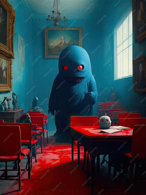 Premium Photo Scary Monster In A Classroom Haunted Movie Concept