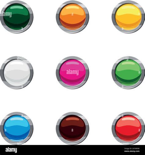 Different Buttons Icons Set Cartoon Style Stock Vector Image And Art Alamy