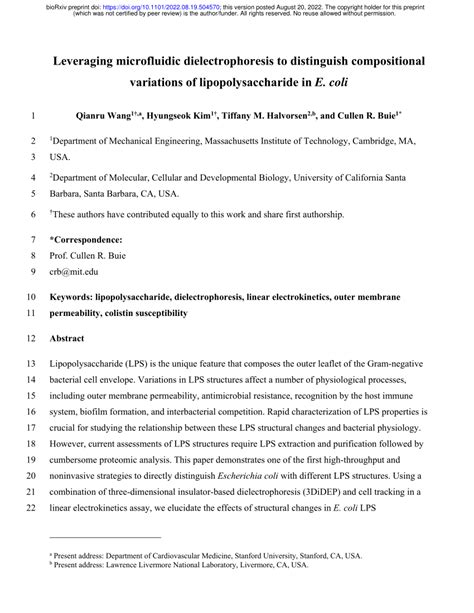 Pdf Leveraging Microfluidic Dielectrophoresis To Distinguish