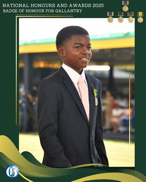 Jamaica Fourteen Year Old Adrian Ellis Was Awarded The Badge Of