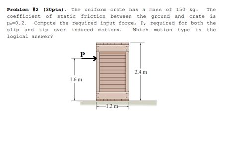 Solved Problem Pts The Uniform Crate Has A Mass Of Chegg