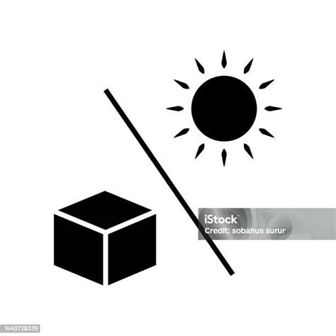 태양과 슬래시가 있는 상자 글리프 아이콘 그림 태양 아이콘에서 길을 유지하는 데 적합합니다 포장과 관련된 아이콘입니다 간단한 벡터 디자인 편집 가능 32 X 32에서 완벽한