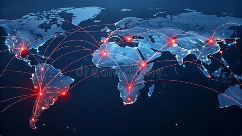 Global Network Connections Visualized On World Map Stock Illustration Illustration Of Lines