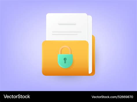 3d Folder And Padlock Icon Security Data Safety Vector Image