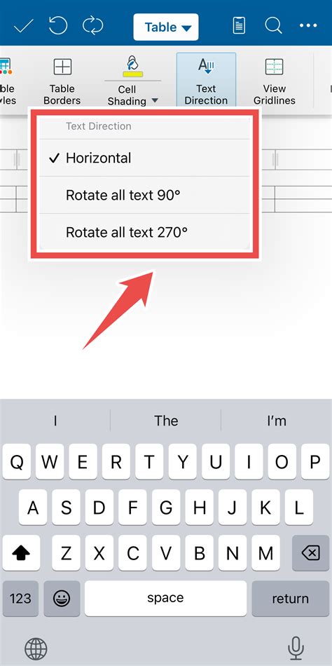 Change Text Direction In A Table Cell In MobiDocs MobiSystems