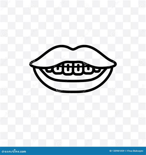 Dental Brackets Vector Linear Icon Isolated On Transparent Background