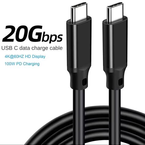Cáp Type-C to Type-C 20gbps Cáp dữ liệu 100W 5A C to C Cáp sạc nhanh ...