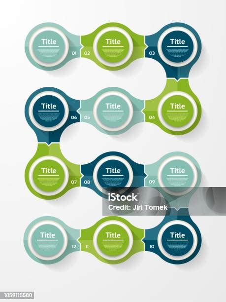 다이어그램 그래프 프레 젠 테이 션 및 차트에 대 한 벡터 Infographic 템플릿 12 옵션 부품 단계 또는 프로세스와