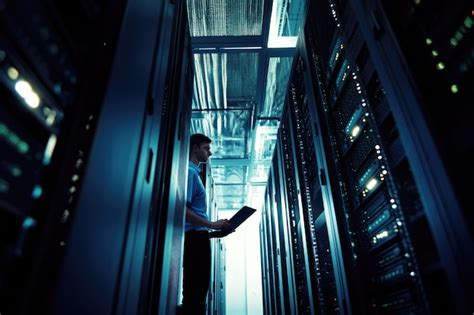 Tech Professional In Data Center With Highend Server Rack Premium Ai Generated Image