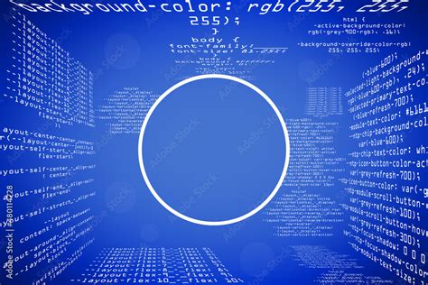 Abstract Glowing Blue Coding Programming Background With Blank Round