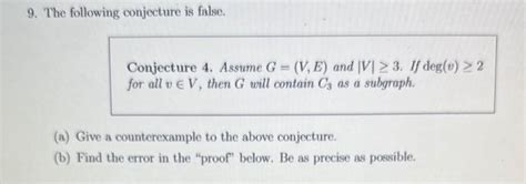 solved 9 the following conjecture is false conjecture 4